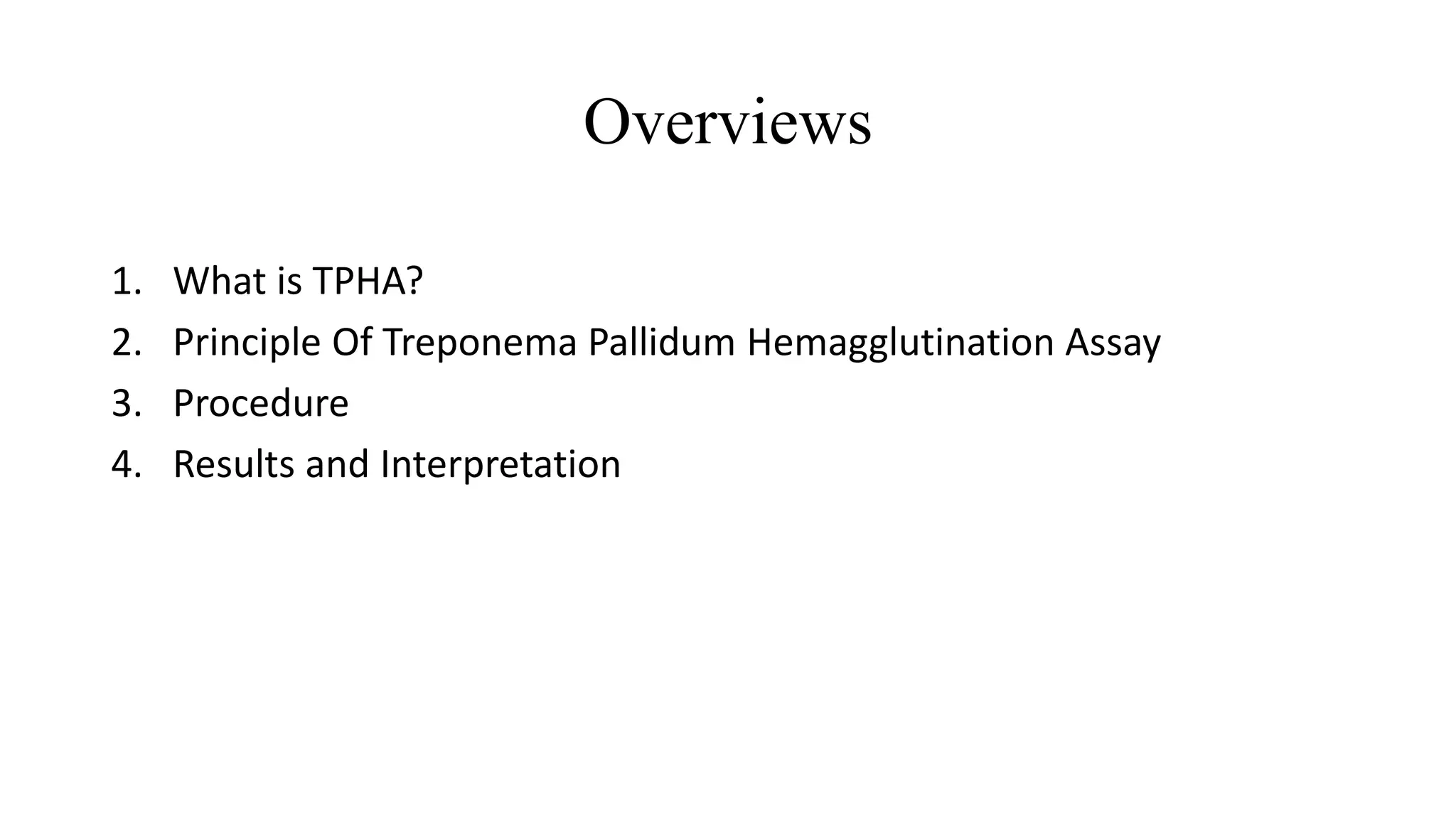 Treponema Pallidum Hemagglutination Assay CH.U | PPTX