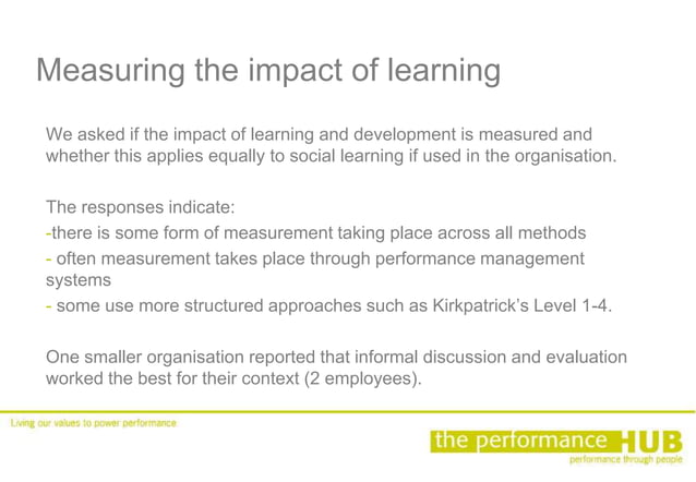Social Learning Snapshot Survey: The Performance Hub | PPTX