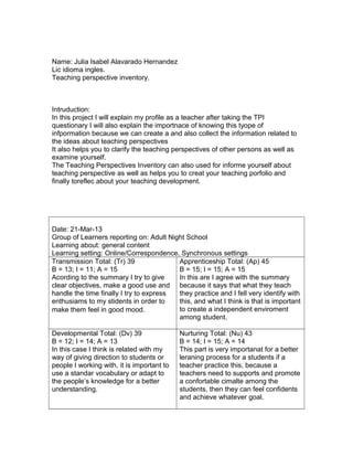 Teachers perspective inventory | PDF