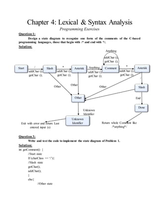 Chapter 4: Lexical & Syntax Analysis (Programming Exercises) | DOCX