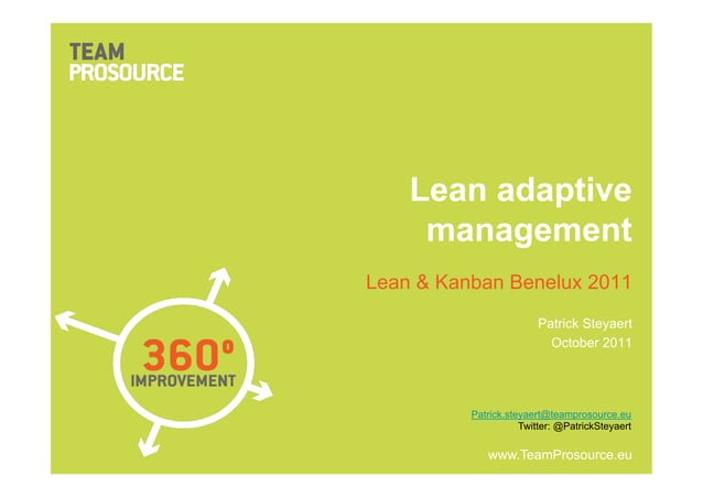 Lean Adaptive Management @ LKBE2011 | PPT