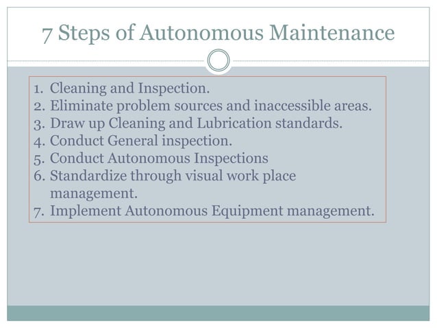 Autonomous Maintenance (AM) | PPTX | Business | Business and Finance