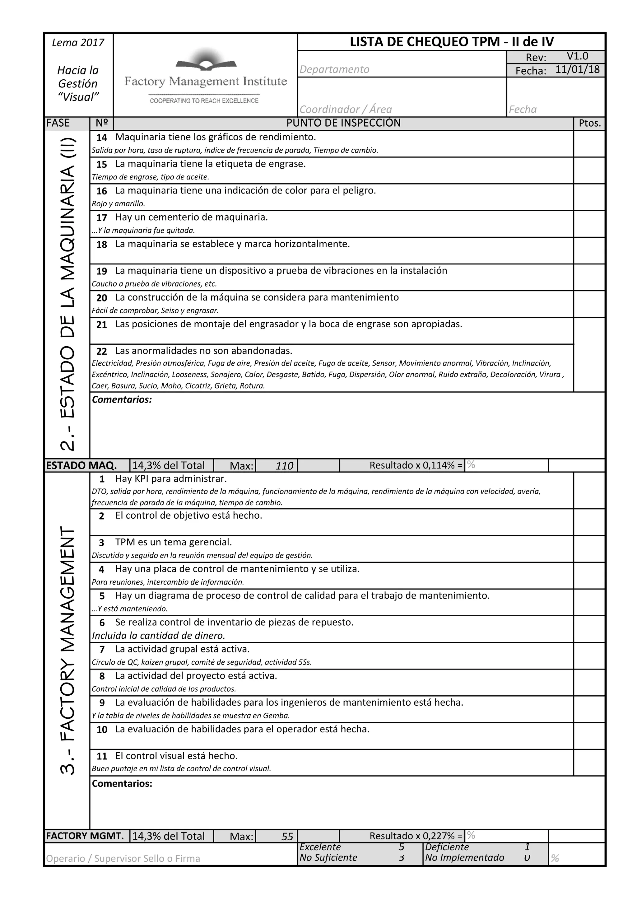 TPM-3 Checklist Spanish + English (updated 2019) | PDF