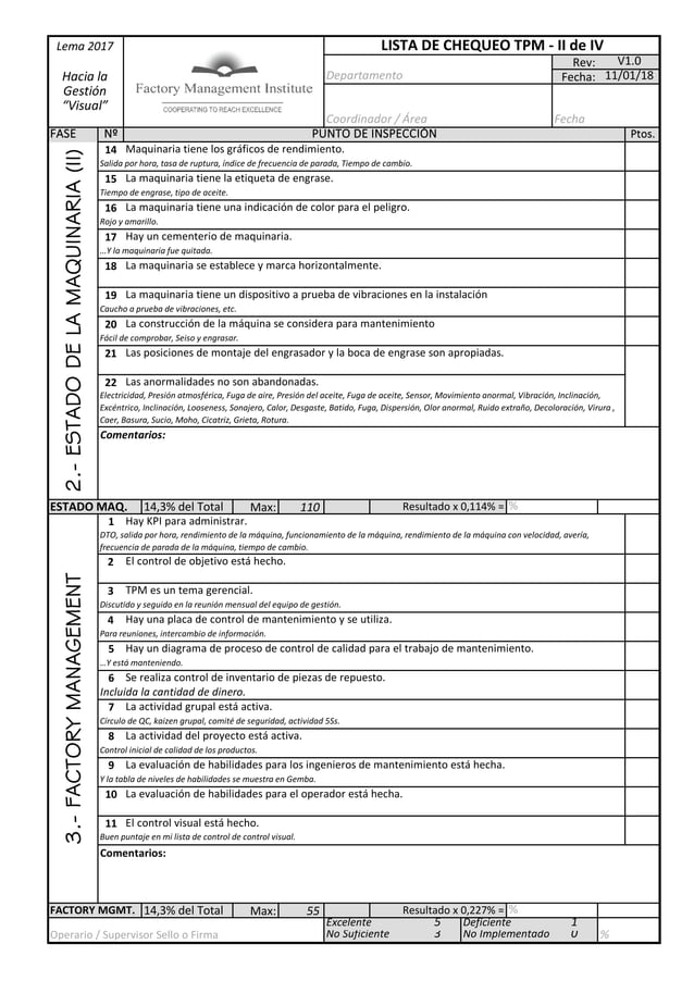 TPM-3 Checklist Spanish + English (updated 2019) | PDF
