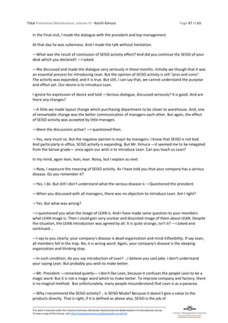 TPM-6 Inspection SEISO in Jishu-Hozen and the Effect of SEISO activity ...