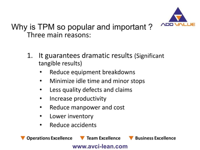 Total Productive Maintenance (TPM) Basics - ADDVALUE - Nilesh Arora ...