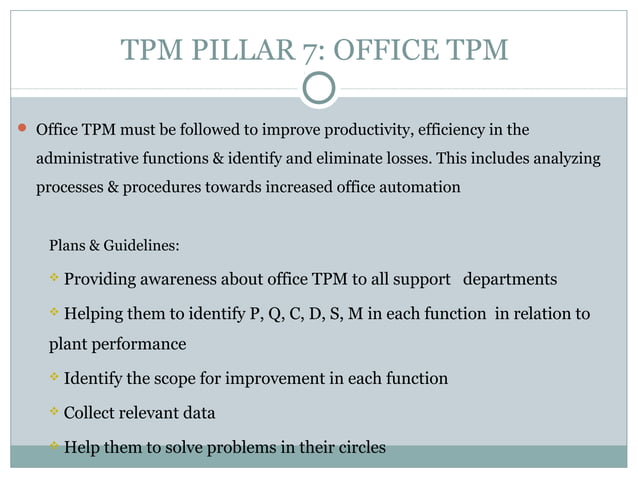 TPM 8 Pillars | PPT | Logistics | Business