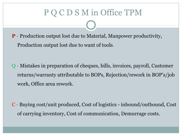TPM 8 Pillars | PPT | Logistics | Business