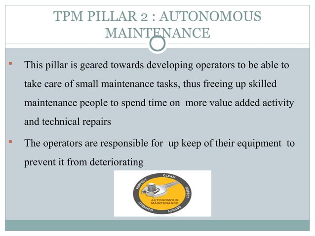 TPM 8 Pillars | PPT | Logistics | Business
