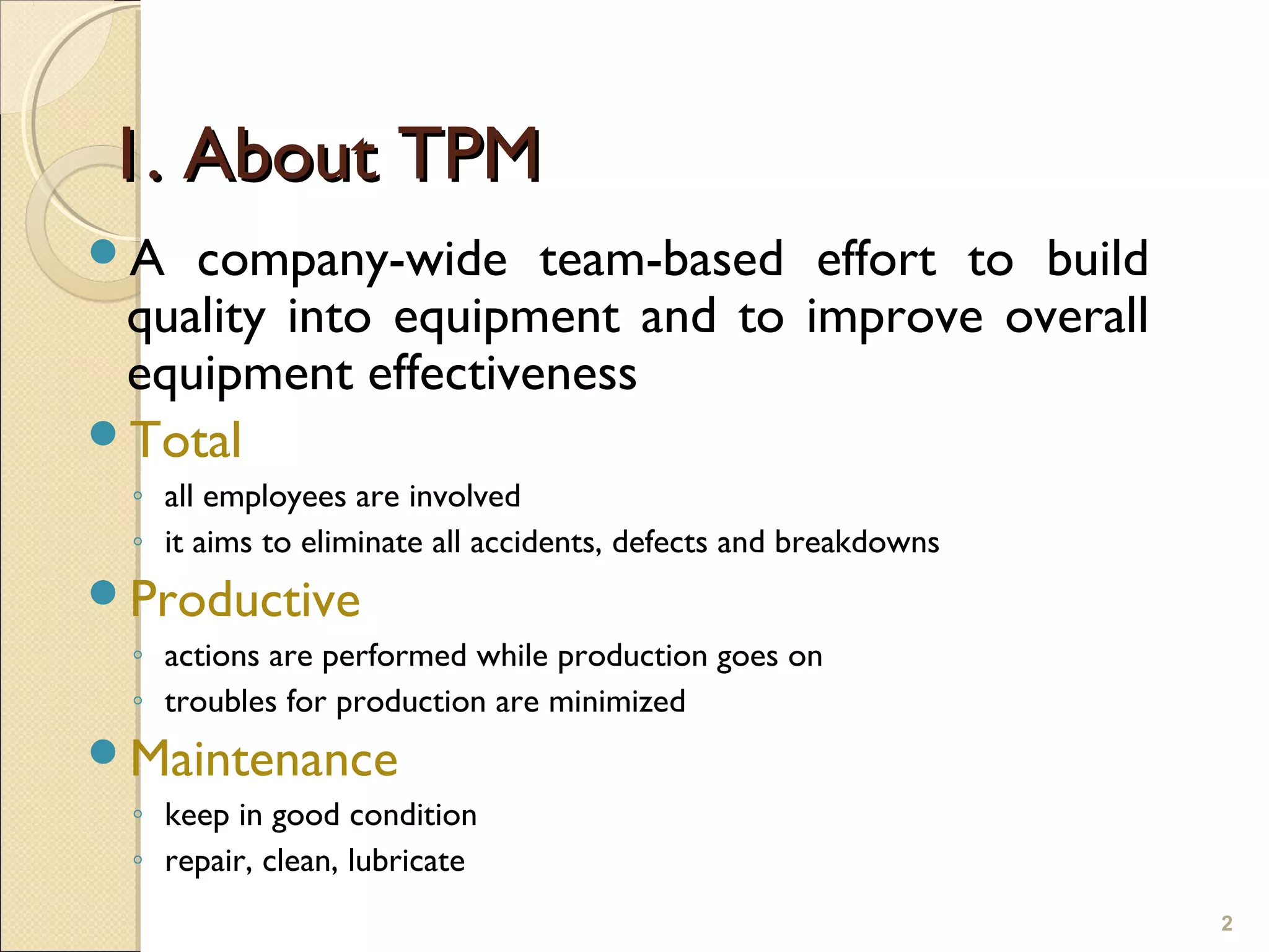 Tpm total productive maintenance | PPT