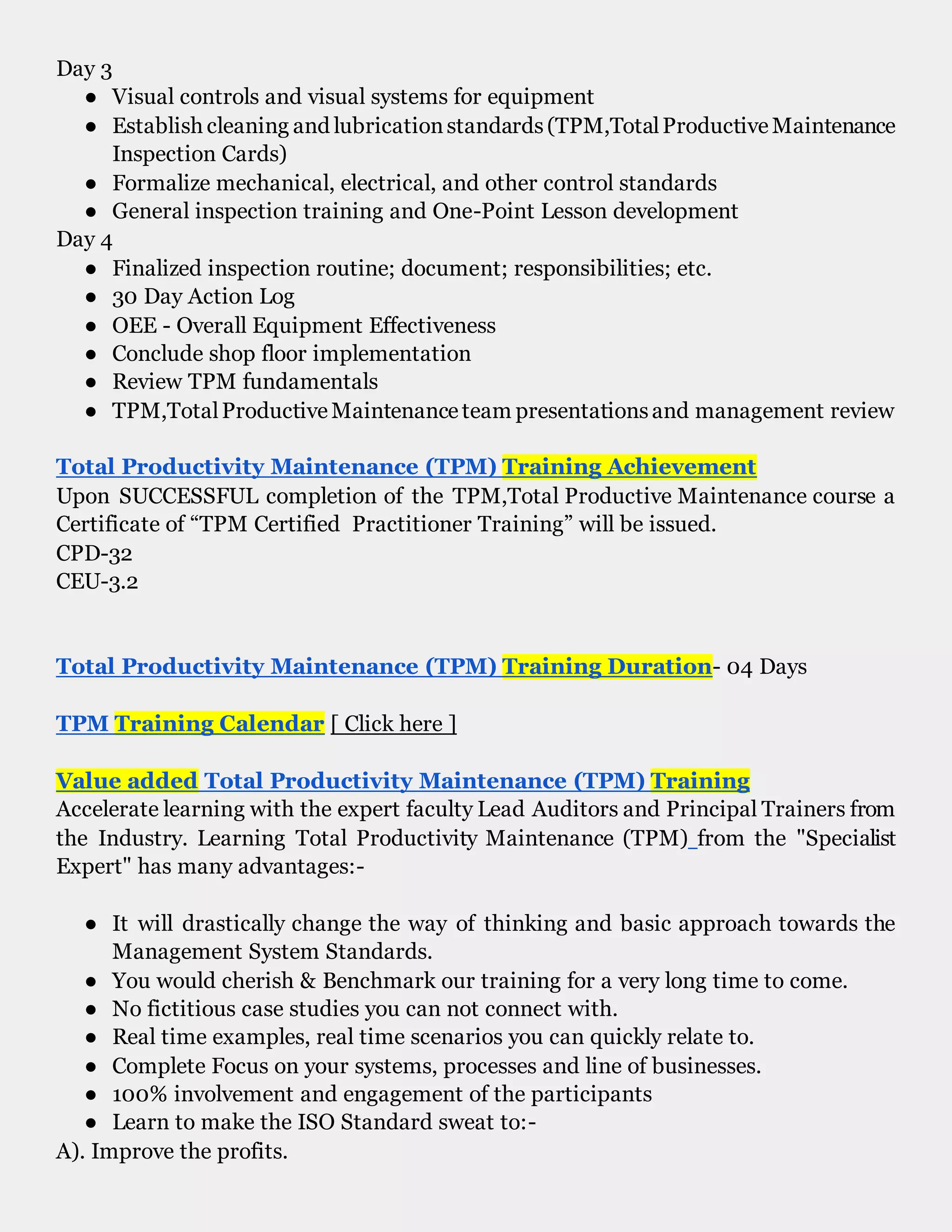 Total Productive Maintenance | TPM Training | DOCX | Business ...