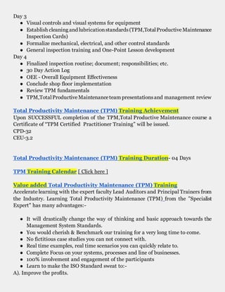 Total Productive Maintenance | TPM Training | DOCX | Business ...
