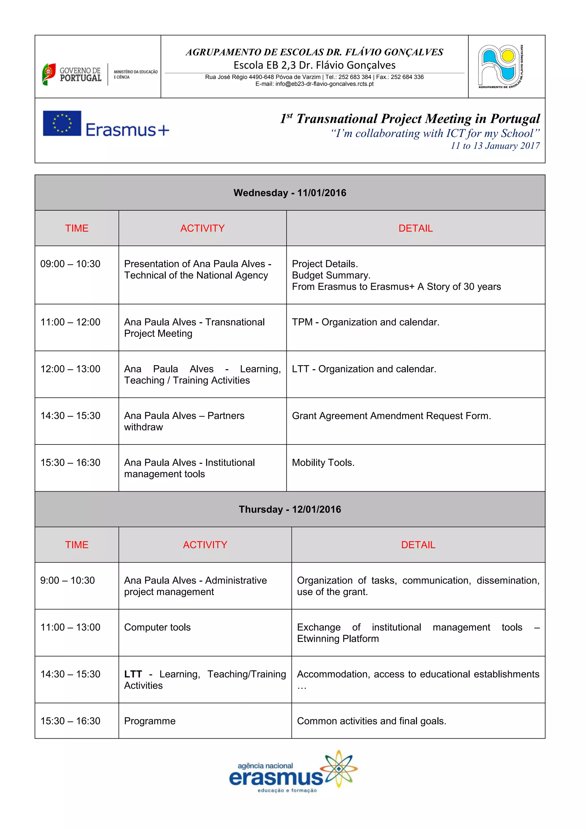 Tpm1 schedule of portugal | PDF