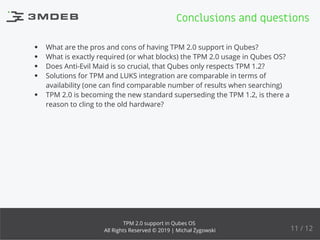 Qubes OS and TPM 2.0 | PDF