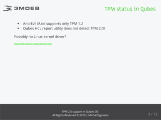 Qubes OS and TPM 2.0 | PDF