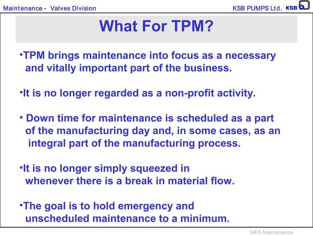 Tpm+basics | PPT | Business | Business and Finance