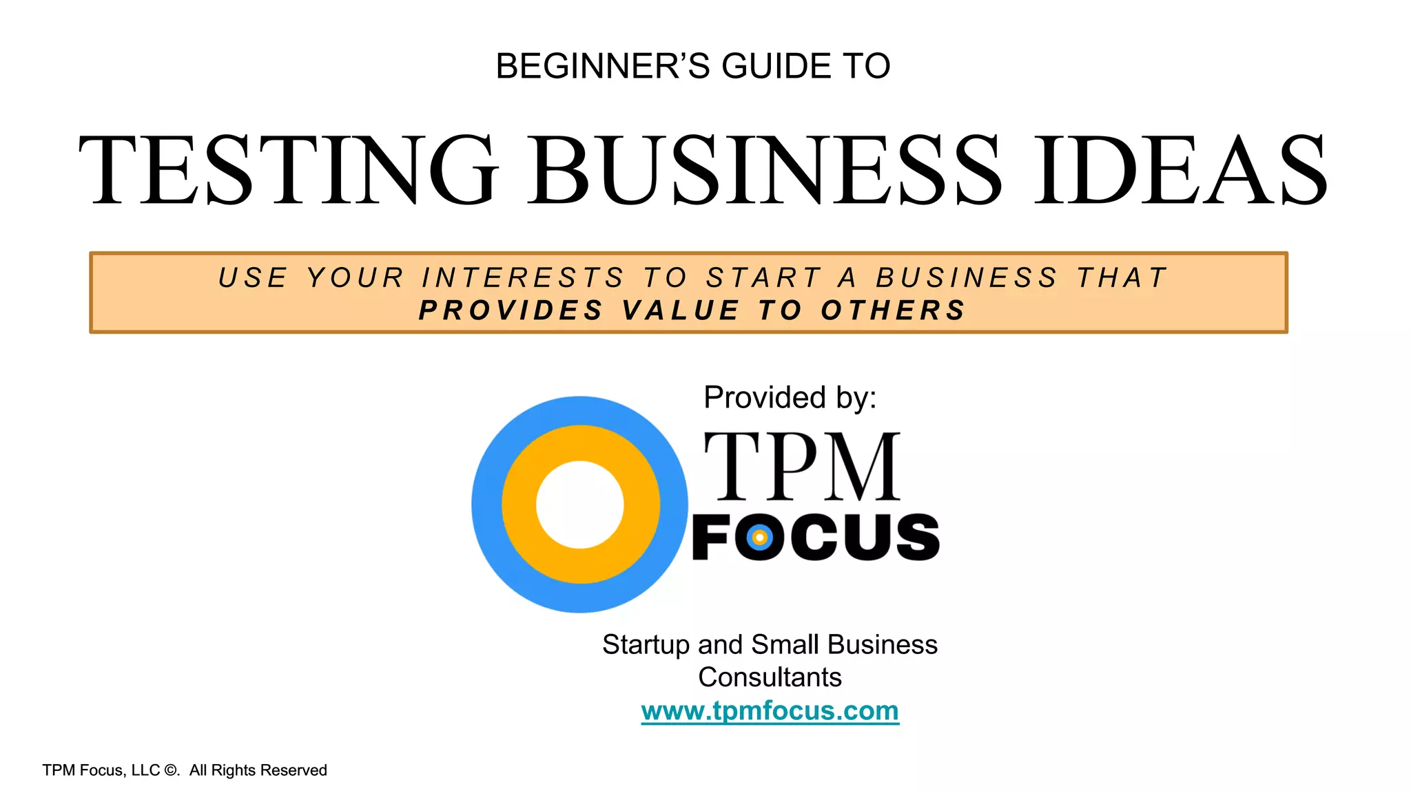 The Beginner's Guide to Testing Business Ideas | PDF