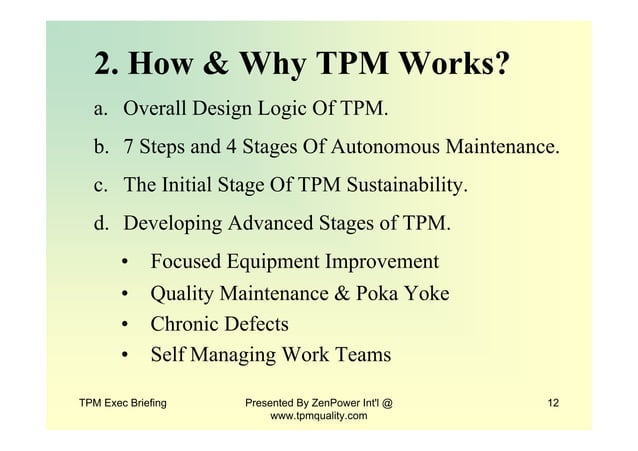 Total Productivity Management (TPM) | PDF