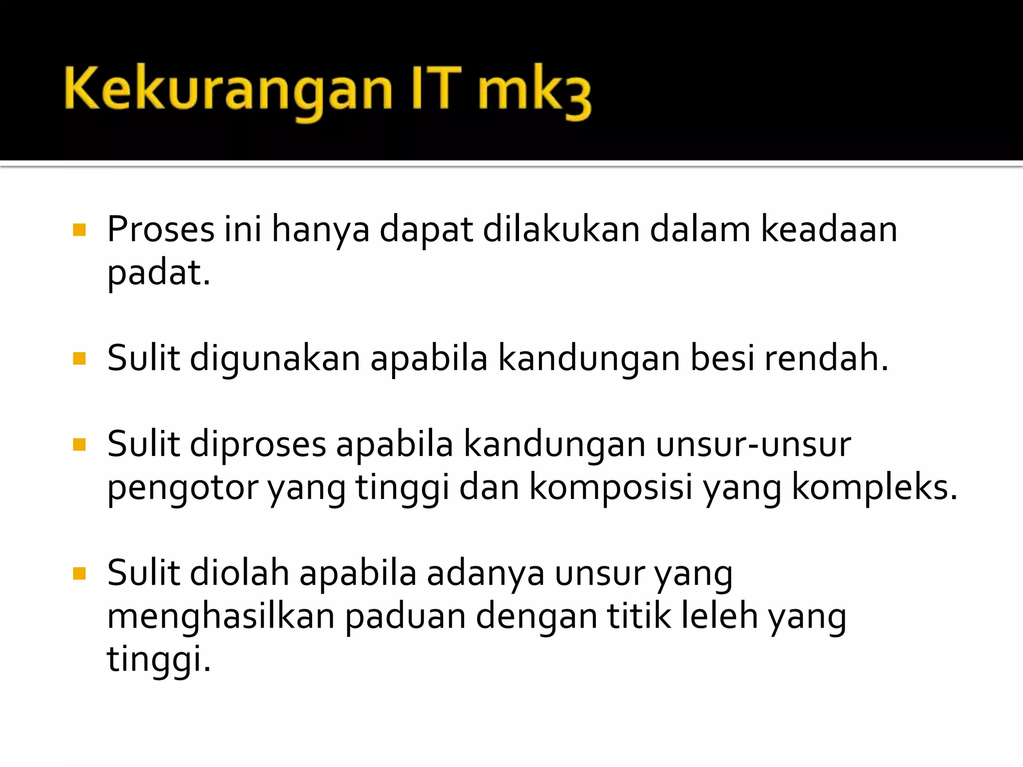 pengolahan bijih besi dengan itmk3 | PPTX