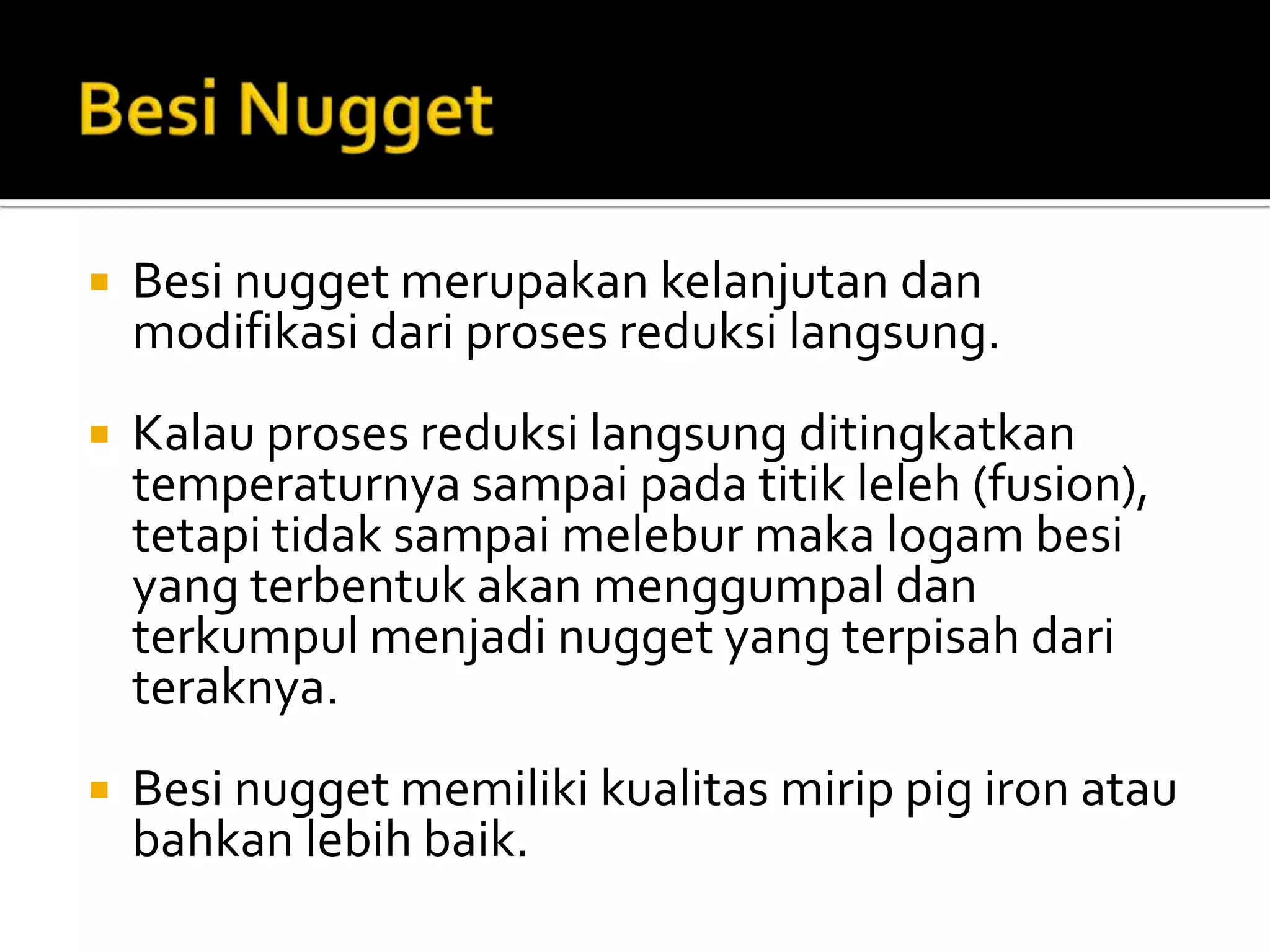 pengolahan bijih besi dengan itmk3 | PPTX