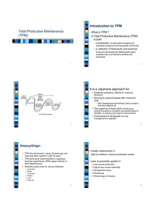 Tpm principles and concepts | PDF | Business | Business and Finance