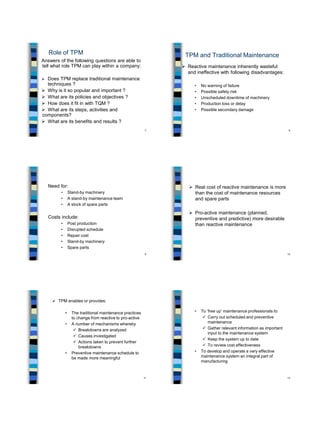 Tpm principles and concepts | PDF | Business | Business and Finance