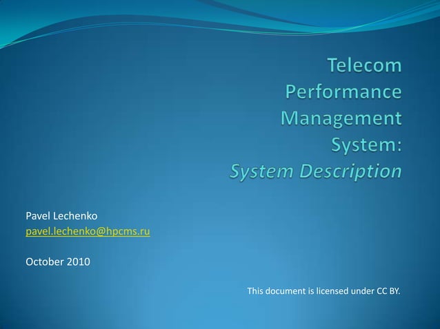 Telecom Performance Management System: Overview | PPTX
