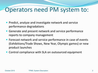 Telecom Performance Management System: Overview | PPTX