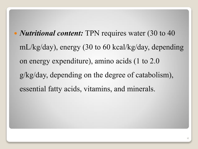 Total Parenteral Nutrition | PPT | Nutrition | Healthy Living