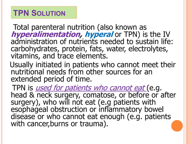 TPN Calculations (1).pptx | Digestive Disorders | Diseases and Conditions