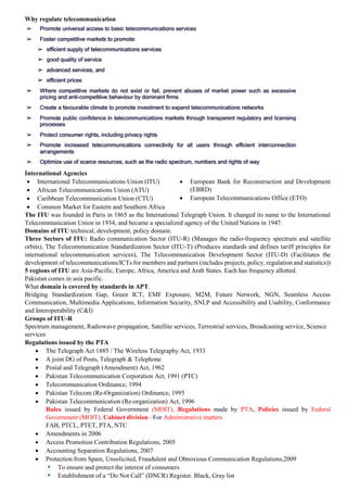 Telecommunications Policies Standards and Regulations Notes | PDF