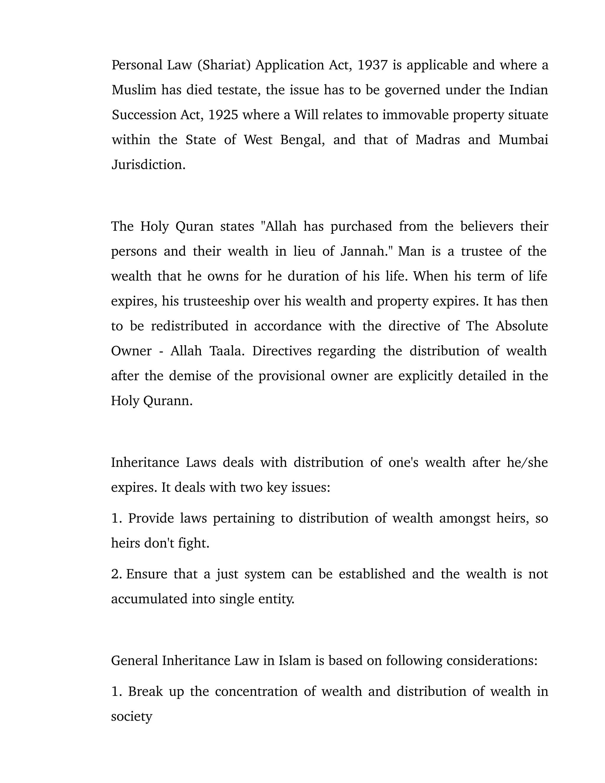 General principles of inheritance under Muslim law - Rules relating to ...