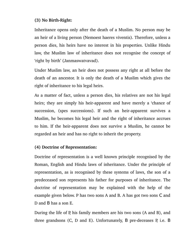 General principles of inheritance under Muslim law - Rules relating to ...