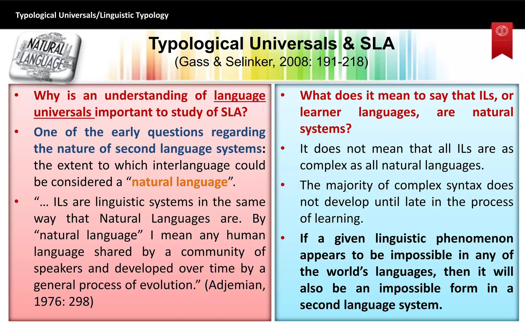 Tpological Universals & SLA (Linguistic Typology) | PPTX