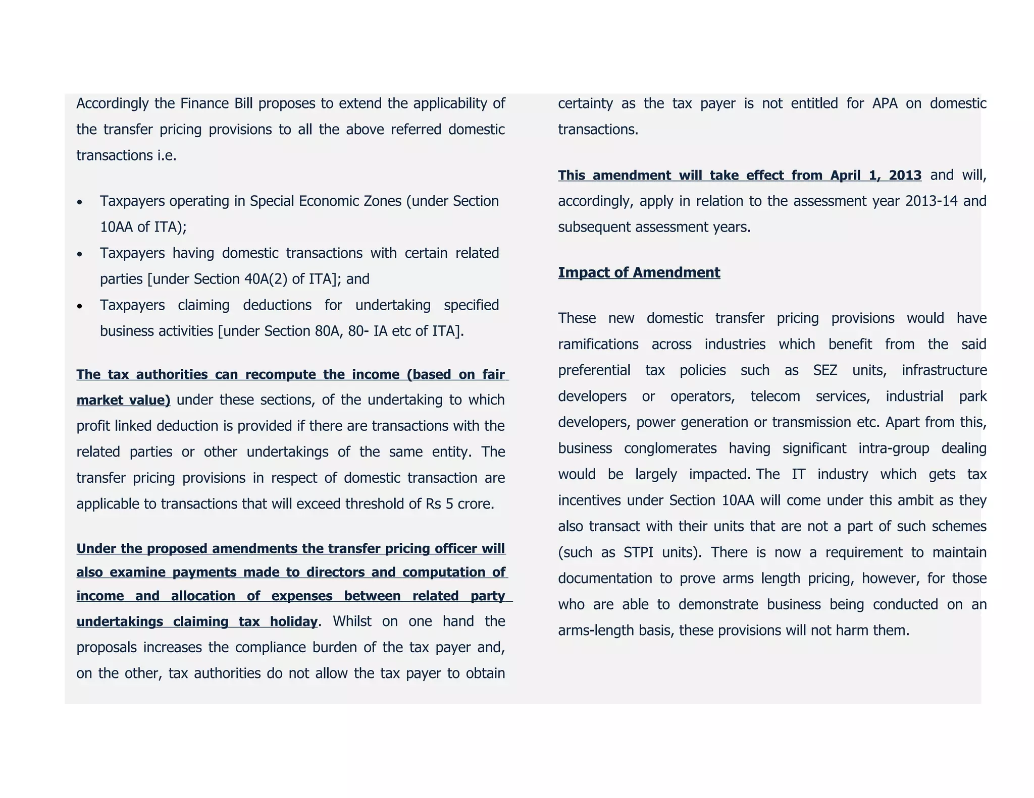 Transfer Pricing on domestic transactions | DOC