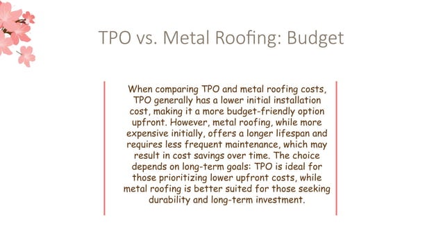 TPO vs Metal Roofing: Making the Right Choice | PPT