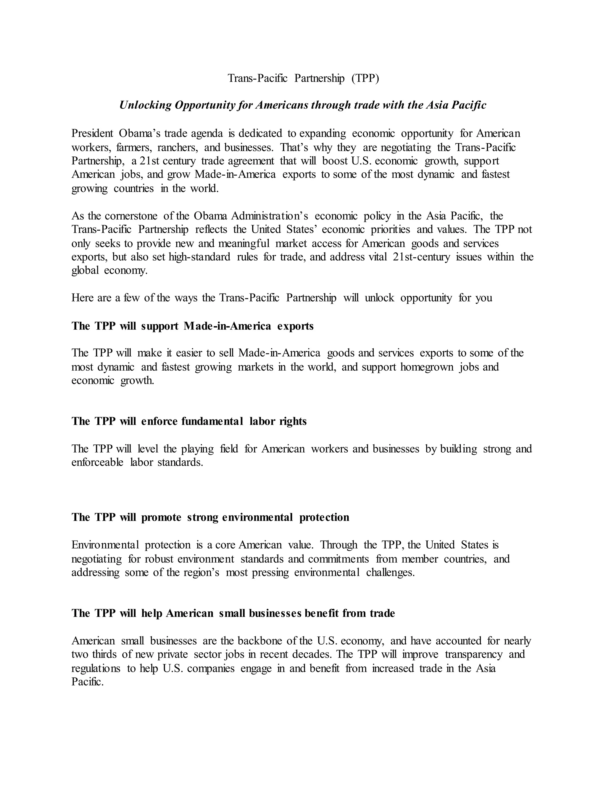 TPP(Trans-Pacific Partnership) | PDF