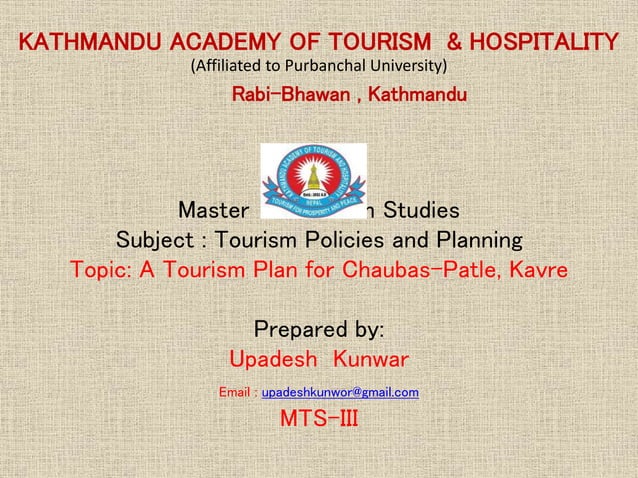 Tourism plan of Chaubas Kavre | PPT