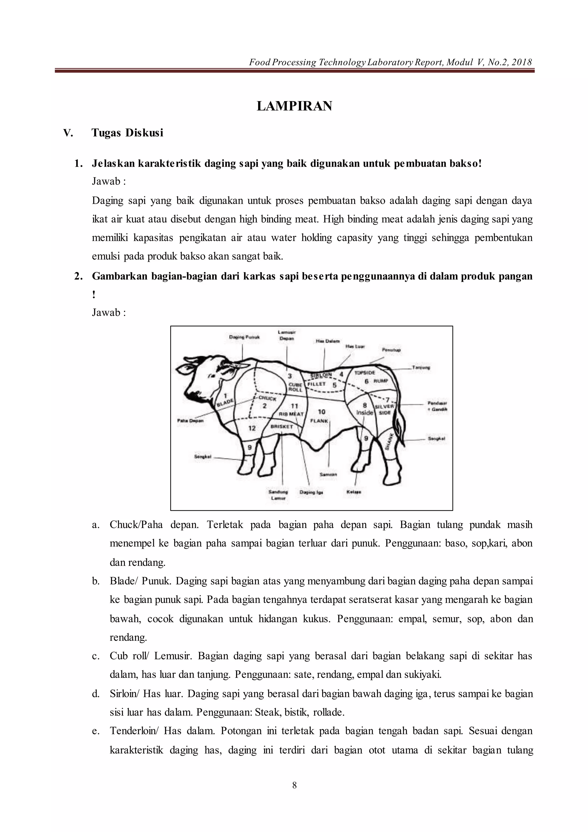 Laporan Praktikum TPP Bakso - UNPAS | DOCX
