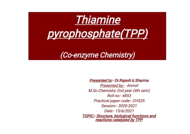 Tpp (coenzyme chemistry) | PDF | Chemistry | Science