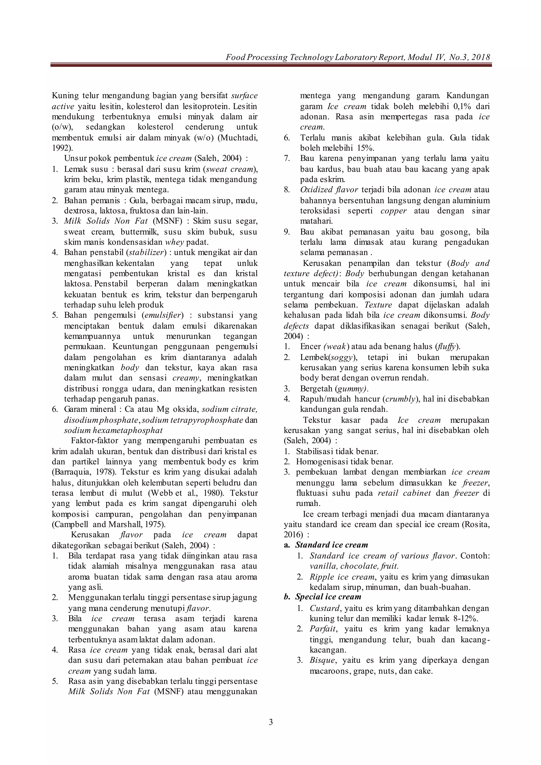 Laporan Praktikum TPP Materi 4 Es Krim - UNPAS | DOCX