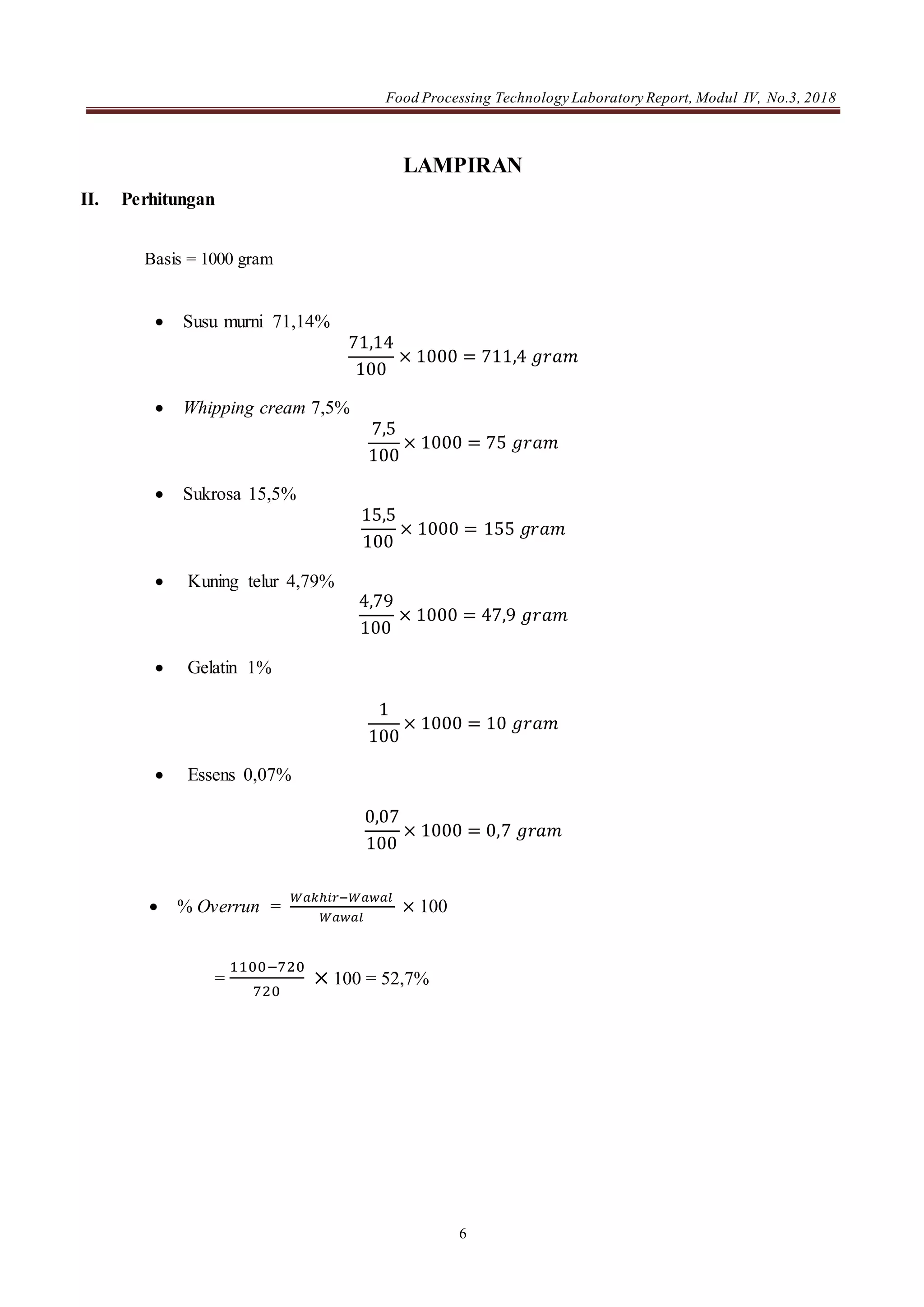 Laporan Praktikum TPP Materi 4 Es Krim - UNPAS | DOCX