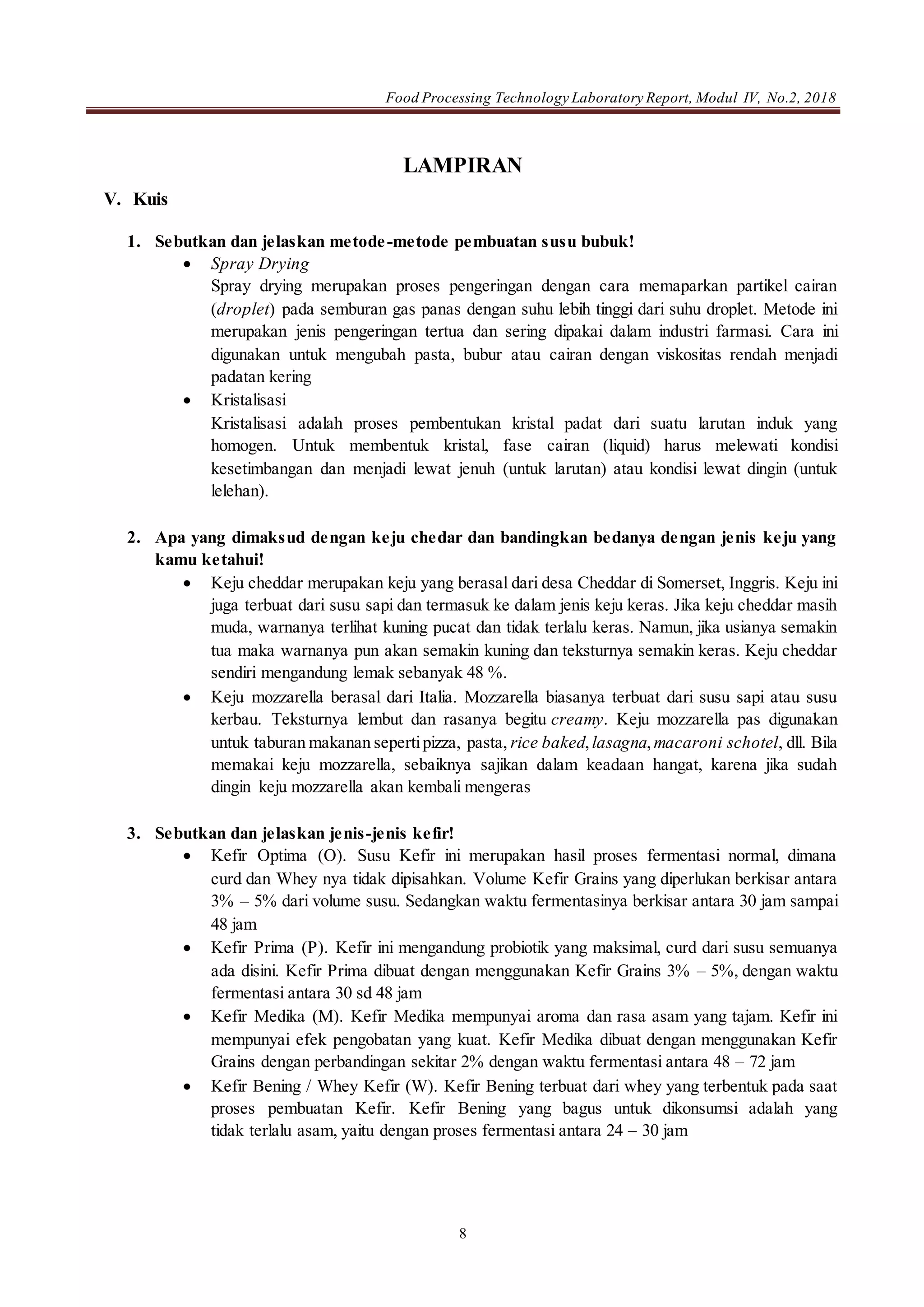 Laporan Praktikum TPP Materi 4 Ko-Kristalisasi Susu - UNPAS | PDF