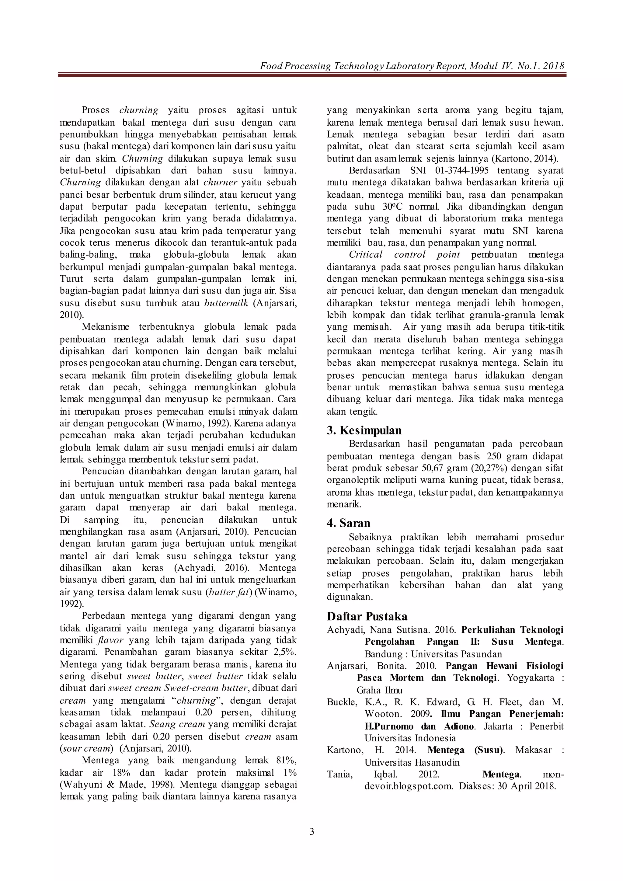 Laporan Praktikum TPP Materi 4 Mentega - UNPAS | DOCX