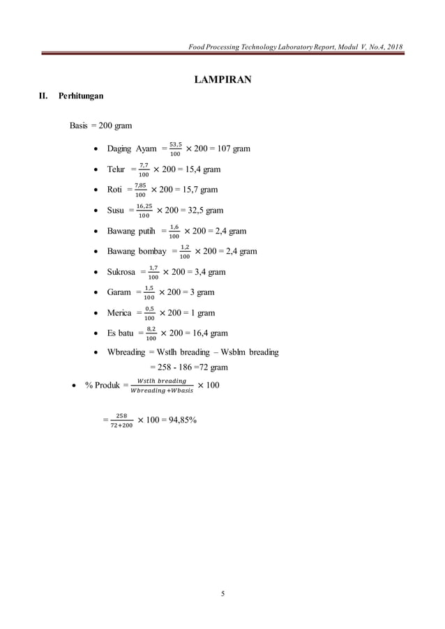 Laporan Praktikum TPP Nugget - UNPAS | DOCX