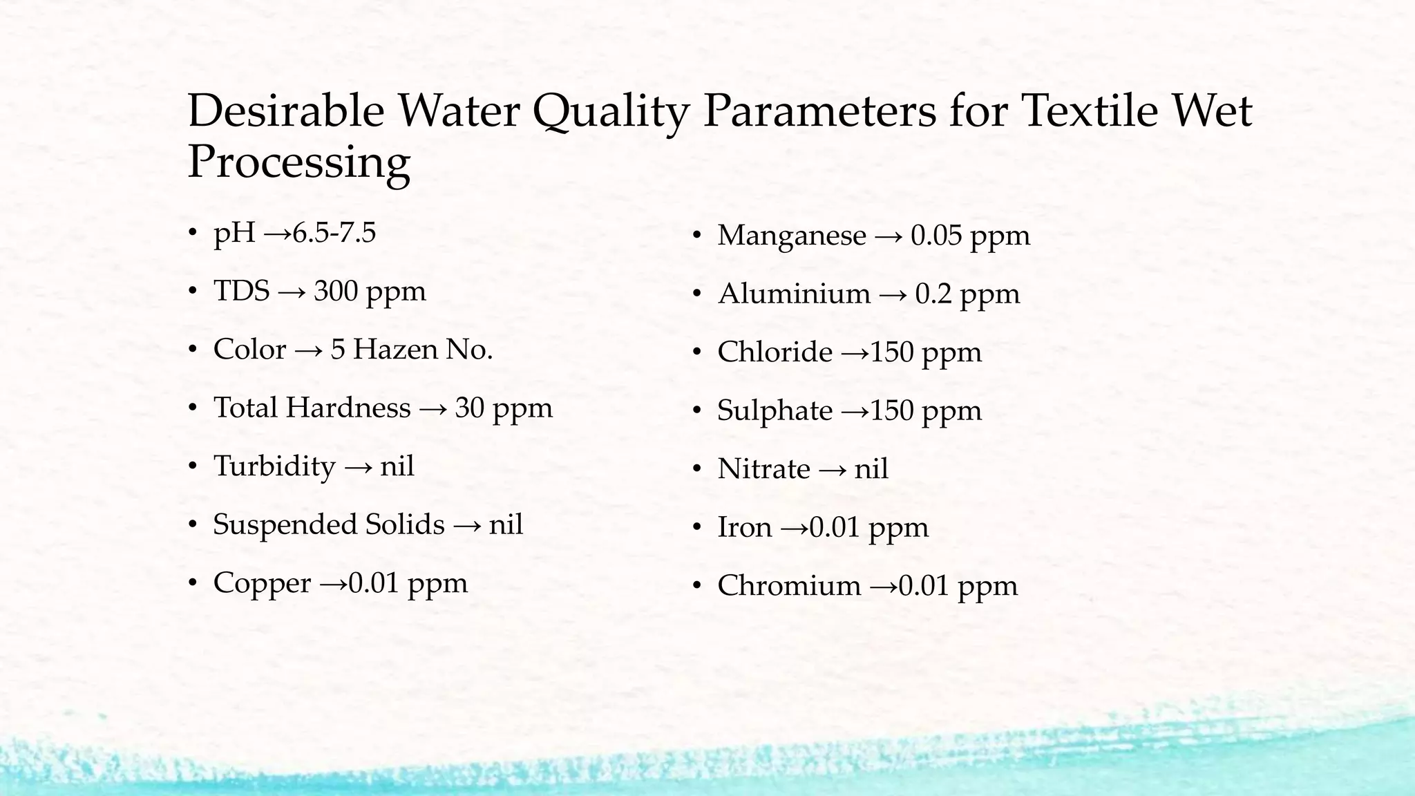 Water parameters for textile indusdtry | PPTX