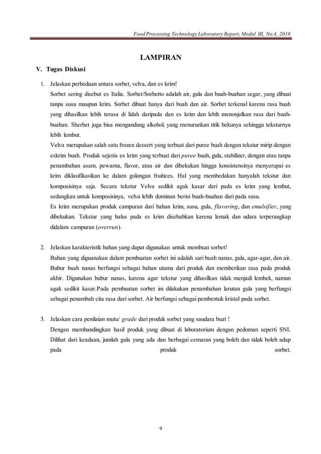 Laporan Praktikum TPP Materi 3 Sorbet - UNPAS | PDF