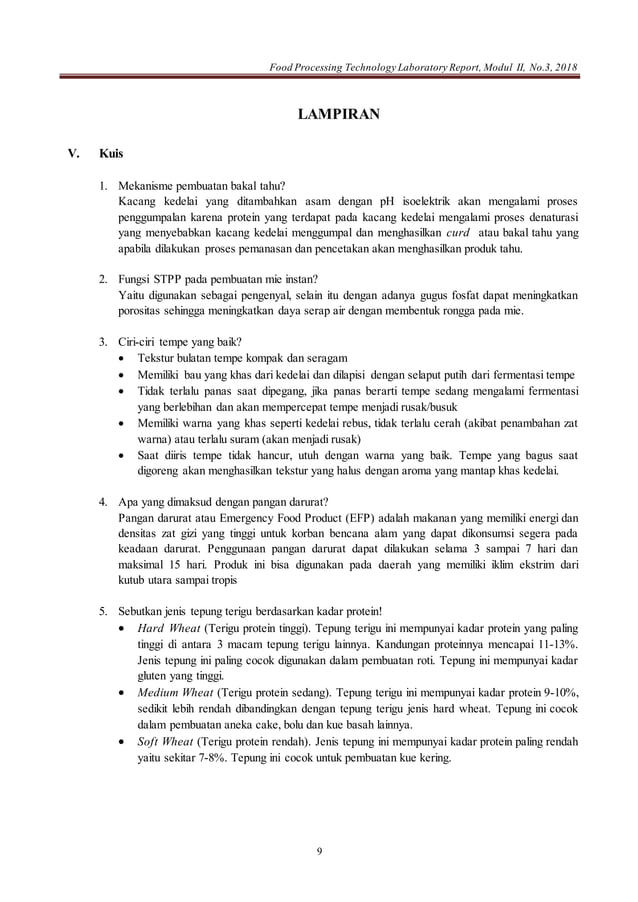 Laporan Praktikum TPP Materi 2 Tahu - UNPAS | DOCX