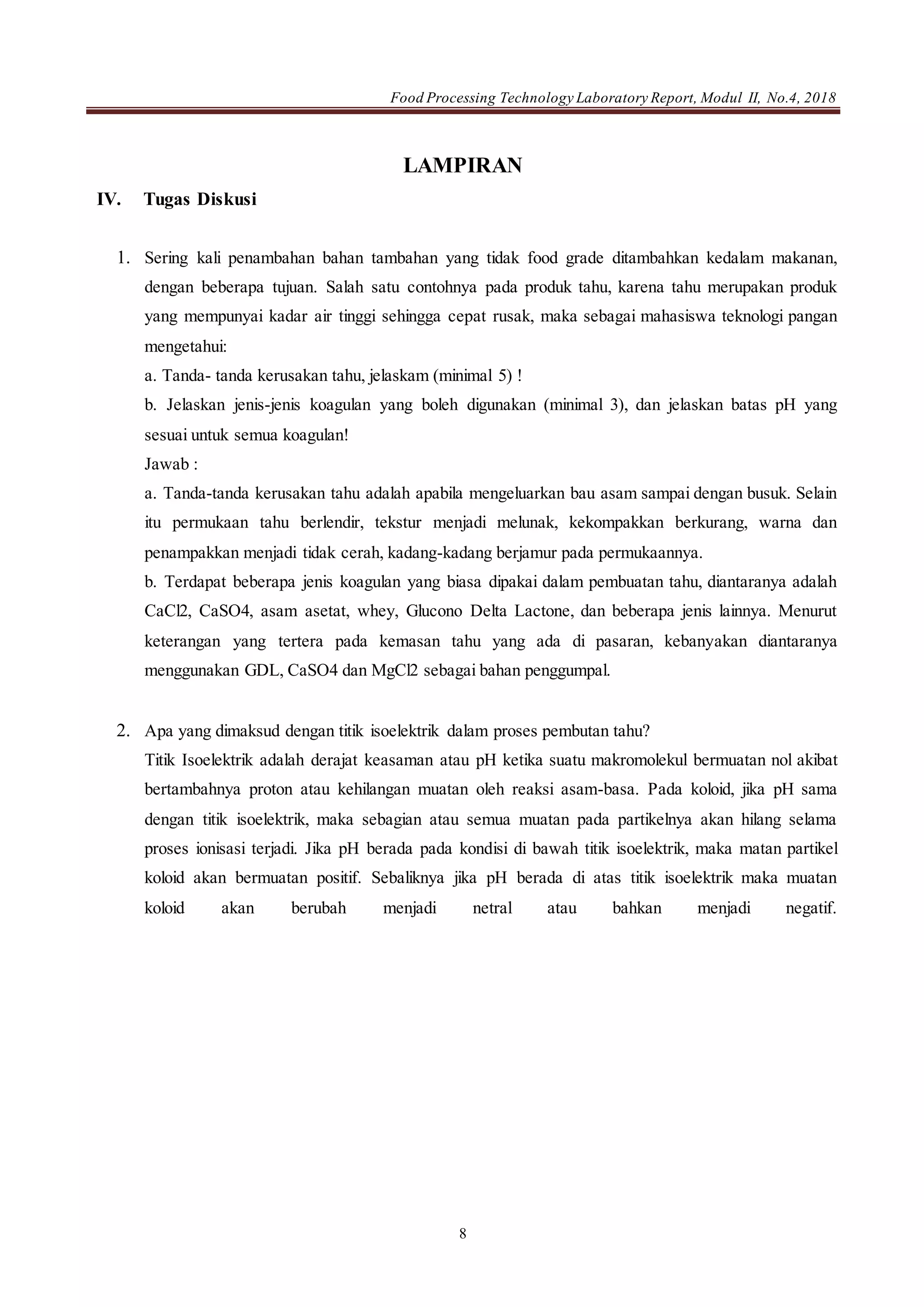 Laporan Praktikum TPP Materi 2 Tempe - UNPAS | PDF