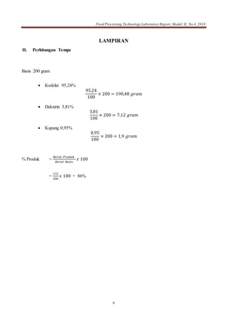 Laporan Praktikum TPP Materi 2 Tempe - UNPAS | PDF